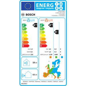 Aer conditionat Bosch Climate 6000i, 18000 BTU, Clasa A+++/A+, Wi-Fi ...