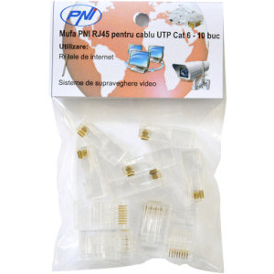 Accesoriu retea PNI Mufa RJ45 pentru cablu UTP CAT6 10 buc - PC Garage