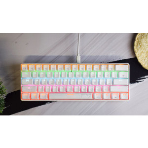 Tastatura Gaming QwertyKey Rice White RGB Mecanica Red Switch - PC Garage