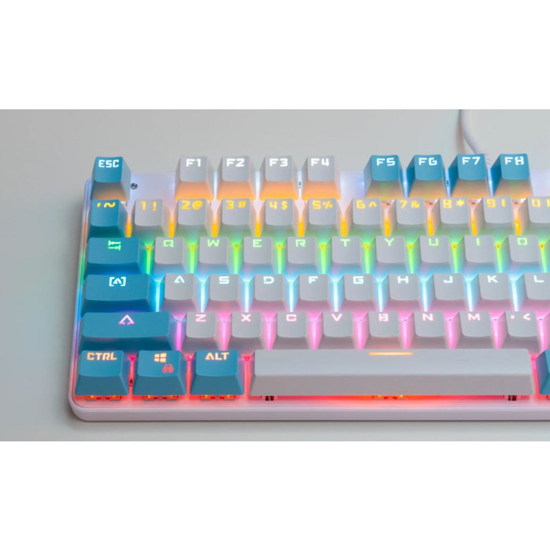 Tastatura Gaming QwertyKey K400 White Ocean RGB Mecanica Red Switch ...