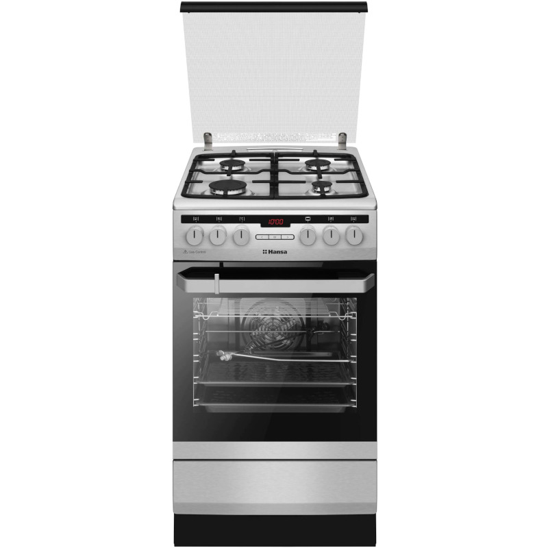 Aragaz Hansa FCMX59221, 4 arzatoare, Mixt, Curatare cu abur, Grill ...