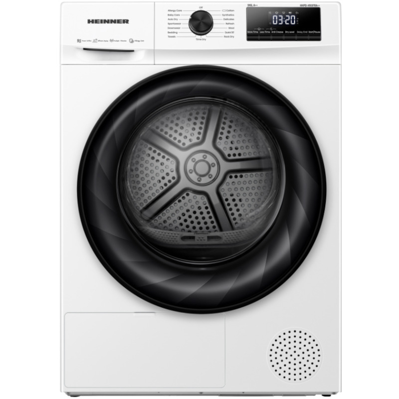 Uscator de rufe Heinner HHPD-H90FRA++, Pompa de caldura, 9 kg, Clasa D ...