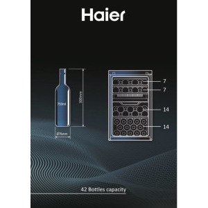 Frigider Haier Racitor de vinuri HWS42GDAU1, 42 sticle, Iluminare LED ...