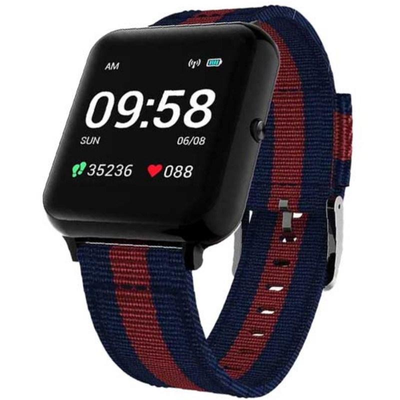 SmartWatch Lenovo Watch S2, Aluminiu Negru, Curea Nylon Rosu-Albastru ...