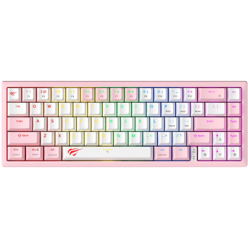 Tastatura Gaming Havit KB874L Rainbow Red Switch Mecanica Pink - PC Garage