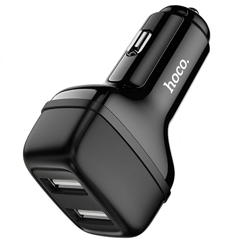 Incarcator auto Hoco Z36 Leader, 2x USB, 2.4A, negru + cablu Lightning ...