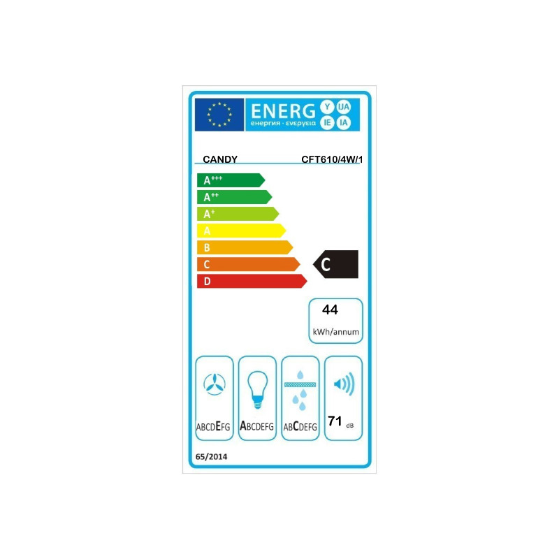 Hota Candy tradtionala CFT610/4W/1, Putere de absorbtie 210 m3/h, Clasa ...