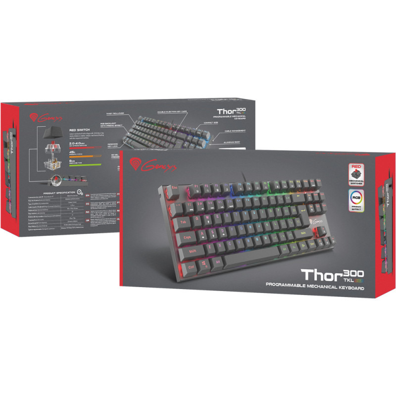 Tastatura Gaming Genesis Thor 300 TKL RGB Mecanica Red Switch - PC Garage