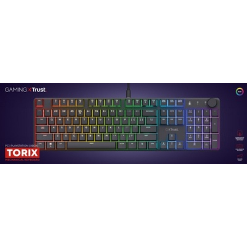 Tastatura Gaming Trust GXT 866 Torix RGB Huano White Switch Mecanica Black - PC Garage